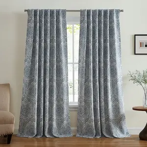 ELRENE HOME FASHIONS Giovanni Medallion Blackout Window Curtain Panel, 52 X 84 - Blue