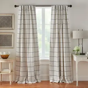 ELRENE HOME FASHIONS Brighton Windowpane Plaid Blackout Window Curtain Panel, 52 X 108 - Black
