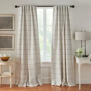 ELRENE HOME FASHIONS Brighton Windowpane Plaid Blackout Window Curtain Panel, 52 X 108 - Gray