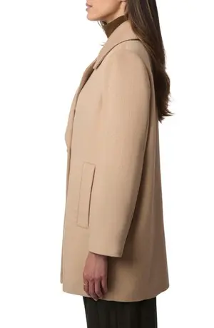 Bernardo Oversized Lapel Wool Blend Swing Coat - Light Camel