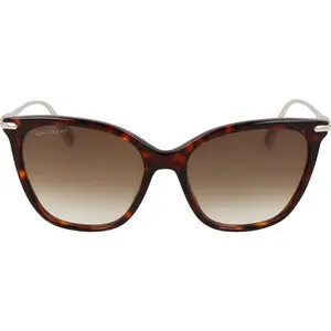 Longchamp Roseau Rectangular Sunglasses - Dark Havana