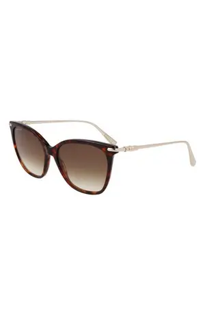 Longchamp Roseau Rectangular Sunglasses - Dark Havana