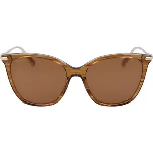 Longchamp Roseau Rectangular Sunglasses - Striped Brown
