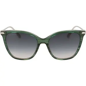 Longchamp Roseau Rectangular Sunglasses - Striped Green