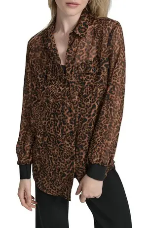Dkny Floral Print Long Sleeve Shirt - Compact Cheetah