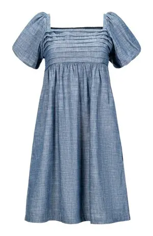 HOPE & HENRY Organic Ruched Chambray Dress