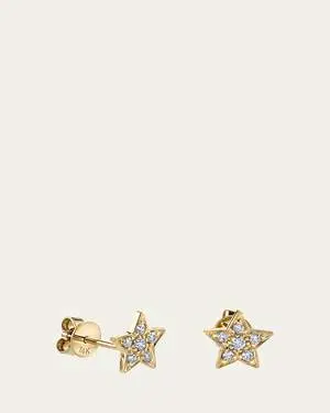 SYDNEY EVAN 14k Yellow Gold Pavé Diamond Star Stud Earrings - Multi