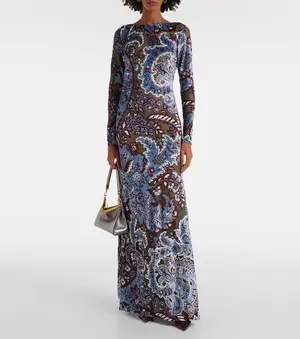 Etro Paisley Crêpe Jersey Maxi Dress