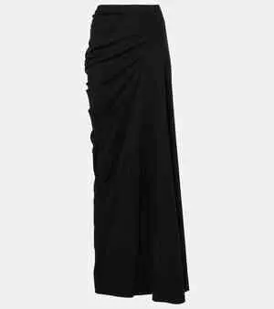 Dries Van Noten Draped Cotton Jersey Maxi Skirt