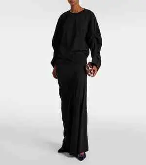 Dries Van Noten Draped Cotton Jersey Maxi Skirt