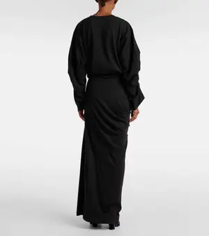 Dries Van Noten Draped Cotton Jersey Maxi Skirt