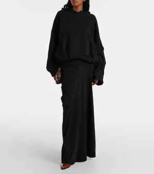 Dries Van Noten Draped Cotton Jersey Maxi Skirt
