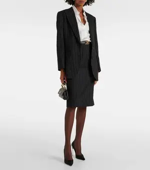 Dolce & Gabbana Pinstripe Virgin Wool Blazer - Grey