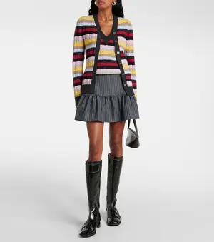 GANNI Striped Cable-knit Cardigan - Multicoloured