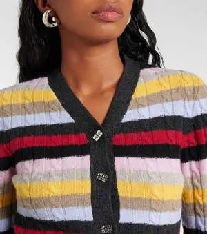 GANNI Striped Cable-knit Cardigan - Multicoloured