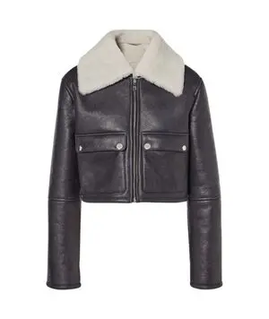 Dolce & Gabbana Shearling-trimmed Cropped Leather Jacket