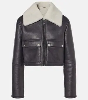 Dolce & Gabbana Shearling-trimmed Cropped Leather Jacket