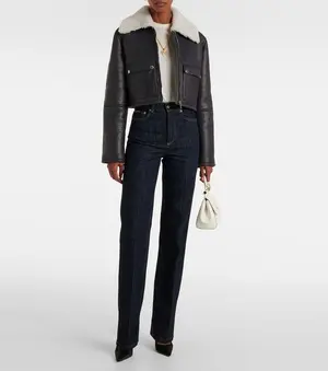 Dolce & Gabbana Shearling-trimmed Cropped Leather Jacket