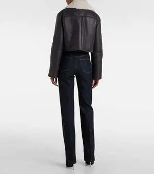 Dolce & Gabbana Shearling-trimmed Cropped Leather Jacket