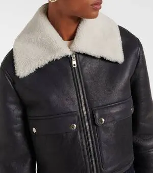 Dolce & Gabbana Shearling-trimmed Cropped Leather Jacket