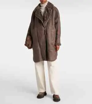 Brunello Cucinelli Shearling-lined Leather Coat