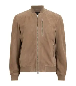 ALLSAINTS Suede Kemble Bomber Jacket Brown