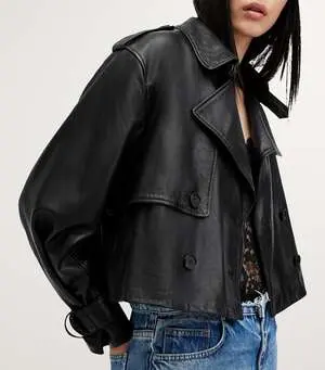 ALLSAINTS Leather Cropped Trench Coat