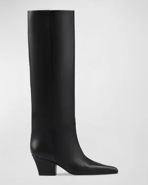 Paris Texas Jane Leather Knee-high Boots - Black