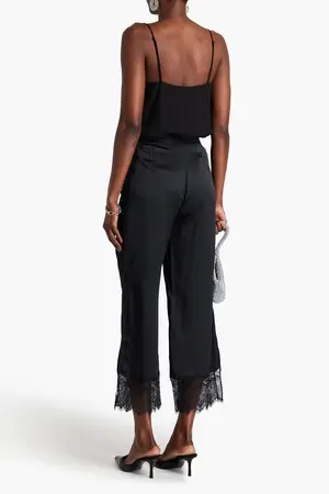 Simkhai Eva Lace-trimmed Satin Wide-leg Pants