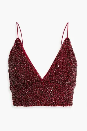 Alice + Olivia Carli Embellished Mesh Bra Top