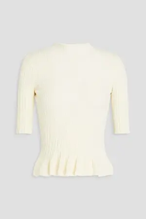 Maje Ruffled Ribbed-knit Top