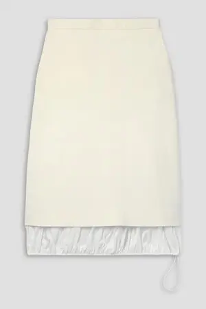 Tory Burch Silk-trimmed Wool Midi Skirt - Cream
