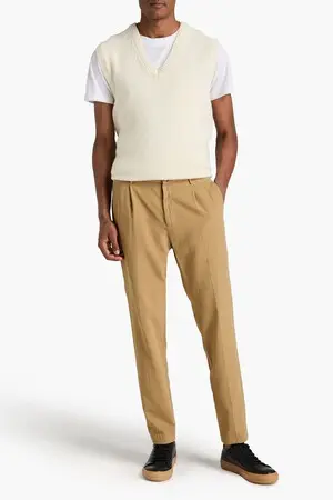 SLOWEAR Incotex Pleated Cotton And Linen-blend Twill Chinos - Sand