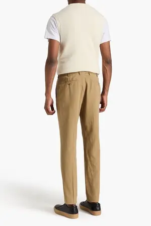 SLOWEAR Incotex Pleated Cotton And Linen-blend Twill Chinos - Sand