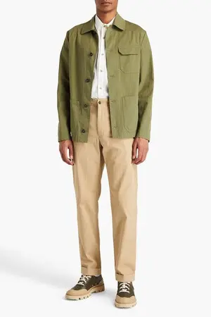 SLOWEAR Montedoro Herringbone Cotton-blend Jacquard Jacket - Army Green