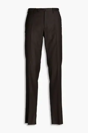 SLOWEAR Incotex Sharkskin Slim-fit Wool Trousers - Dark Brown