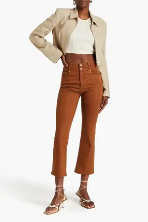 Derek Lam 10 Crosby Cropped Coated High-rise Kick-flare Jeans