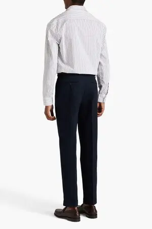 SLOWEAR Incotex Pleated Cotton Trousers - Midnight Blue
