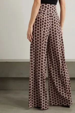 Anna Mason Hannah Pleated Printed Silk Crepe De Chine Pants