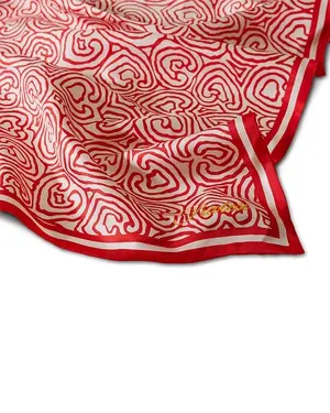 PRATESI Cuore Silk Scarf With Hand Rolled Hem Red