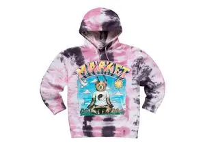 MARKET Namaste Bear Day And Night Tie Dye Hoodie - Lavender Lizard