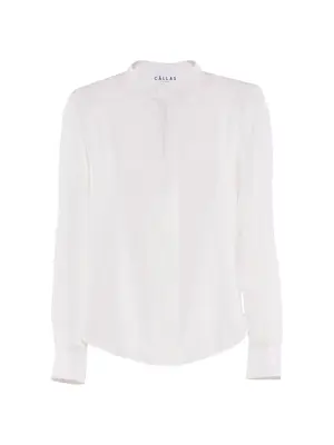 CALLAS MILANO Olympia Long Sleeve Silk Top - Ivory