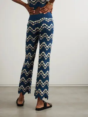Escvdo Safi Scalloped Crocheted Organic Cotton Bootcut Pants