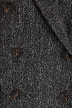 Brunello Cucinelli Double-breasted Metallic Pinstriped Twill Blazer - Dark Gray
