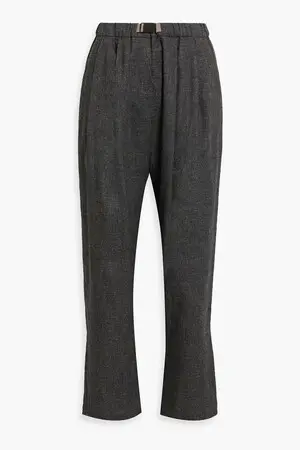 Brunello Cucinelli Belted Tweed Tapered Pants