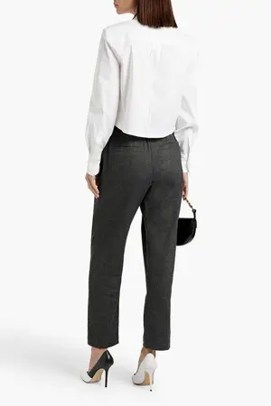 Brunello Cucinelli Belted Tweed Tapered Pants