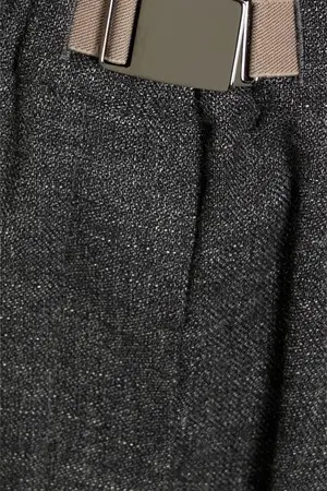 Brunello Cucinelli Belted Tweed Tapered Pants