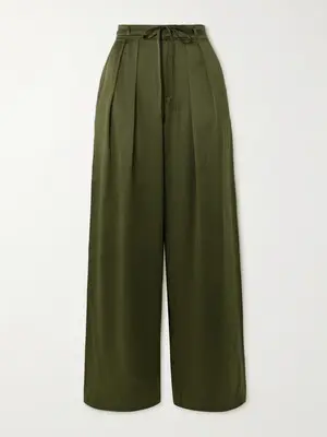 FRAME Pleated Wide-leg Pants