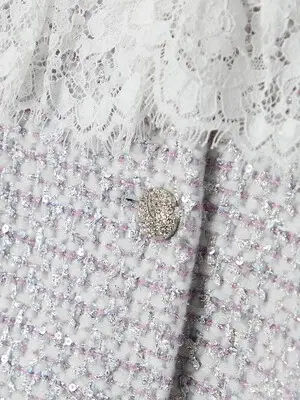 Alessandra Rich Off-the-shoulder Lace-trimmed Sequin-embellished Metallic Tweed Jacket