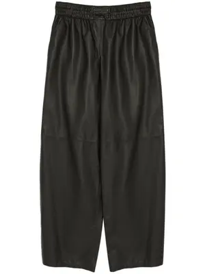 YVES SALOMON Leather Wide-leg Trousers - Black